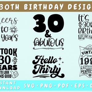 30th Birthday SVG Bundle 6 Designs 30th Birthday Shirt SVG - Etsy