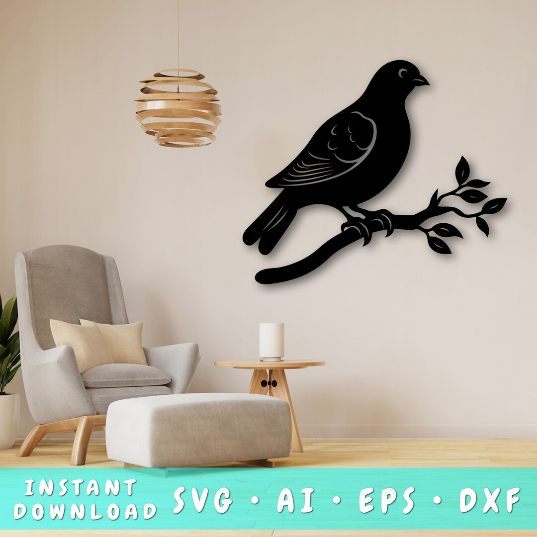 Pigeon Laser SVG Cut File, Pigeon Wall Art SVG, DXF, Eps, Pigeon Vector ...