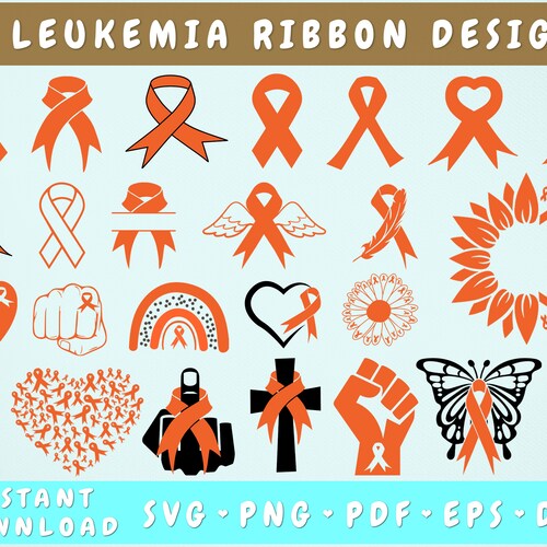 Leukemia Ribbon SVG Bundle 25 Designs Leukemia Clipart SVG - Etsy