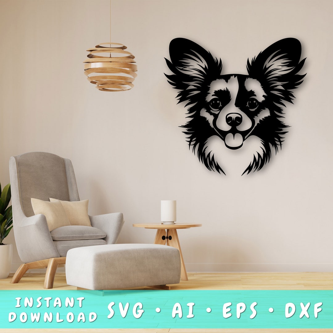 Papillon Laser SVG Cut File, Papillon Wall Art SVG, DXF, Eps, Papillon ...