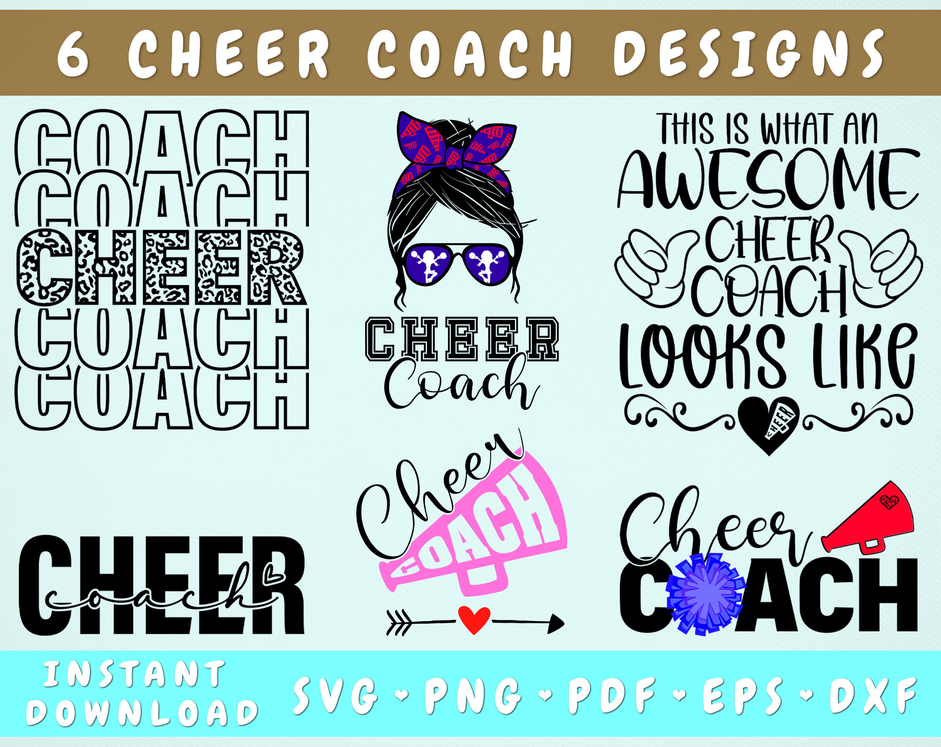 Cheer Coach SVG Bundle 6 Designs Cheer Coach Cut Files - Etsy