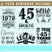 45th Birthday SVG Bundle, 6 Designs, 45th Birthday Shirt SVG, Cheers to ...