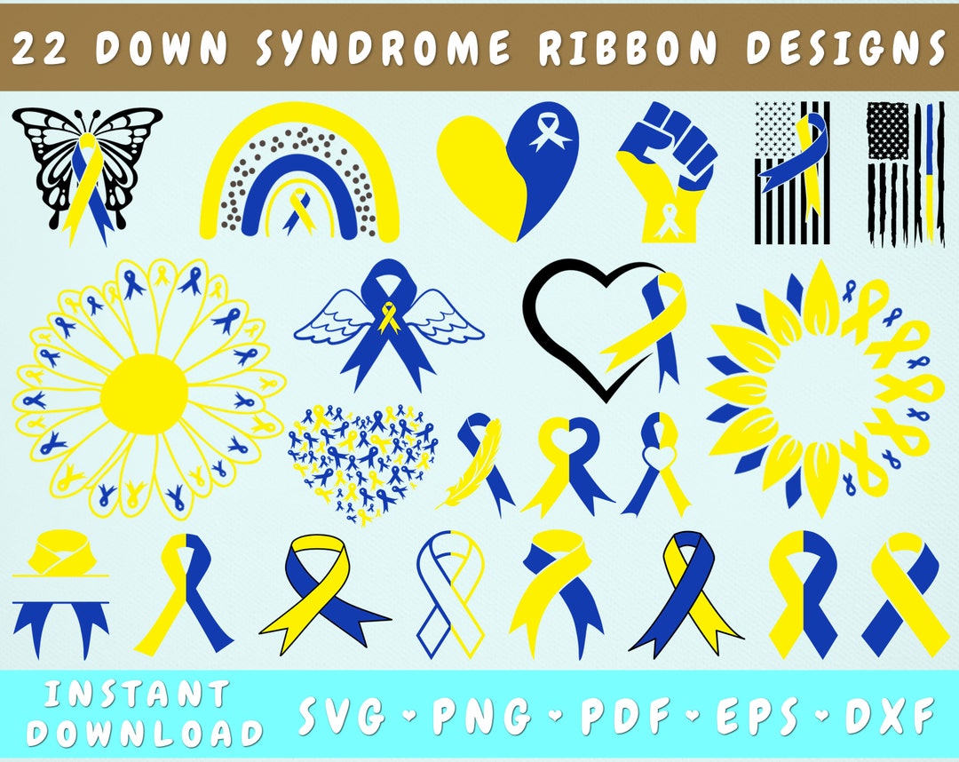 Down Syndrome Ribbon SVG Bundle, 22 Designs, Down Syndrome Clipart ...
