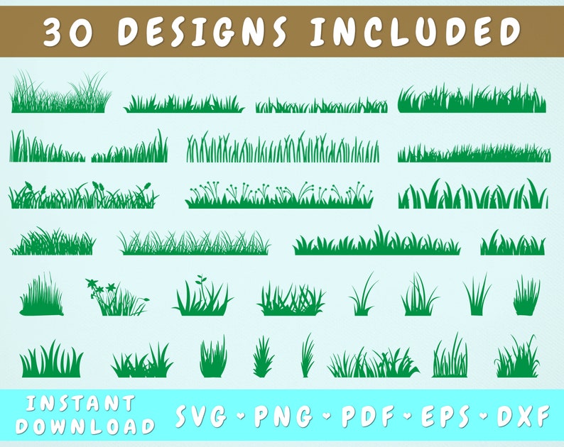 Grass SVG Bundle 30 Grass Designs Grass Cut Files for - Etsy