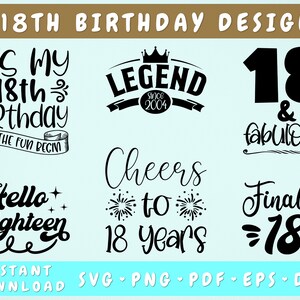 18th Birthday SVG Bundle 6 Designs 18th Birthday Shirt SVG - Etsy