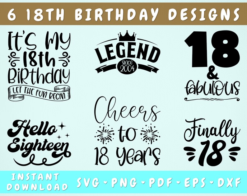 18th Birthday SVG Bundle 6 Designs 18th Birthday Shirt SVG - Etsy
