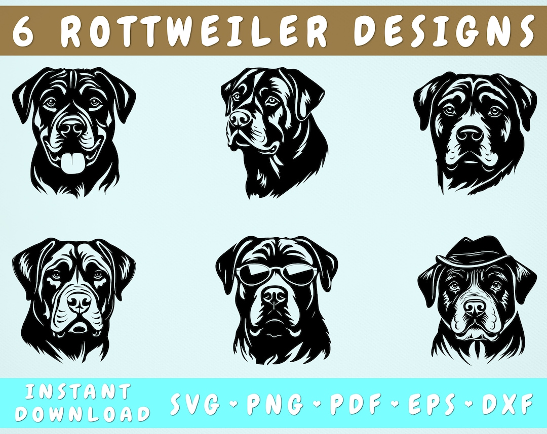 Rottweiler SVG Bundle, 6 Designs, Rottweiler Cut Files, Rottweiler ...