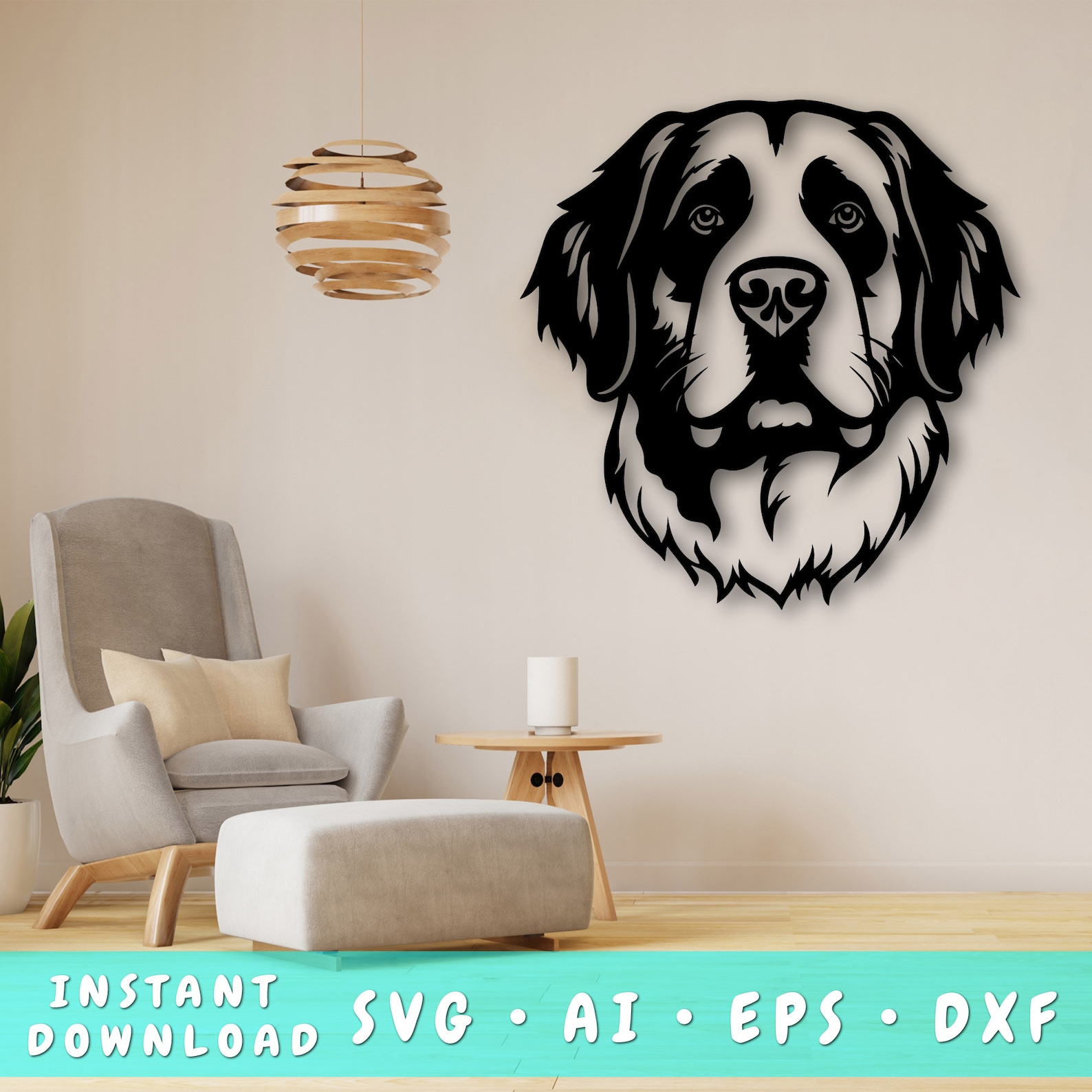 St. Bernard Laser SVG Cut File, St. Bernard Wall Art SVG, DXF, Eps ...