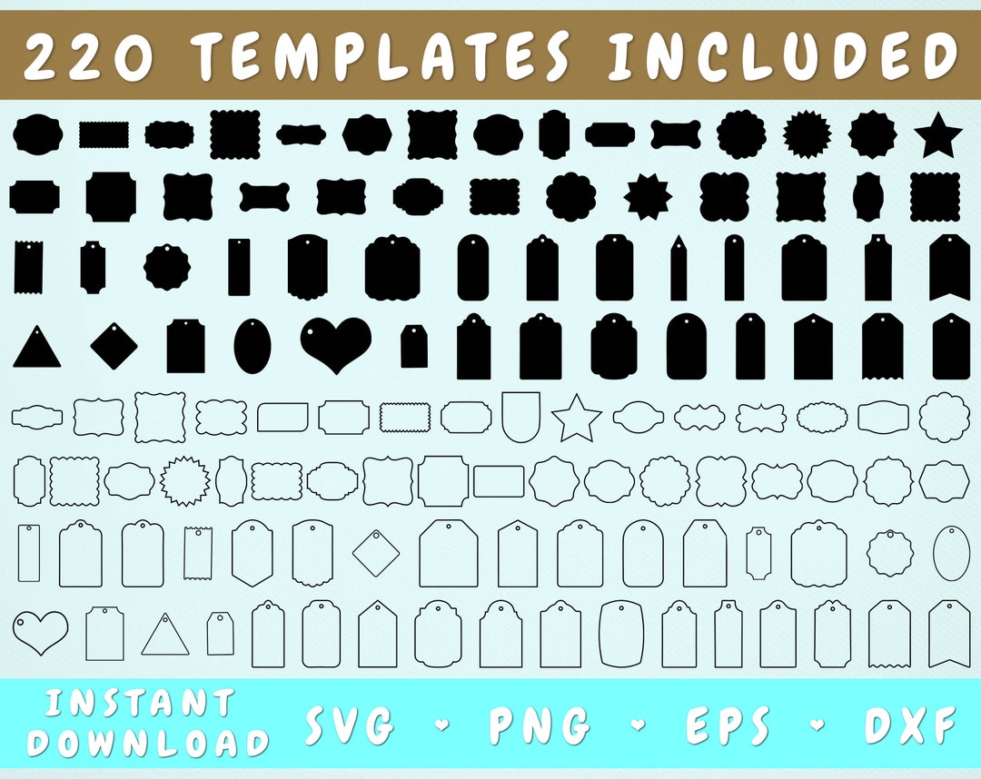 220 Tags and Labels SVG Mega Bundle, Printable Tag SVG, Tag Cut Files ...