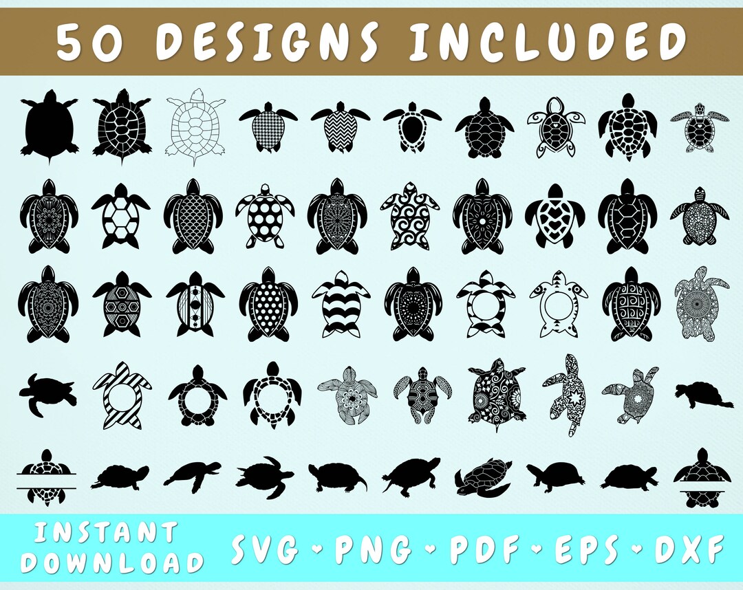 Sea Turtle SVG Bundle 50 Designs Turtle Png Turtle Cut - Etsy