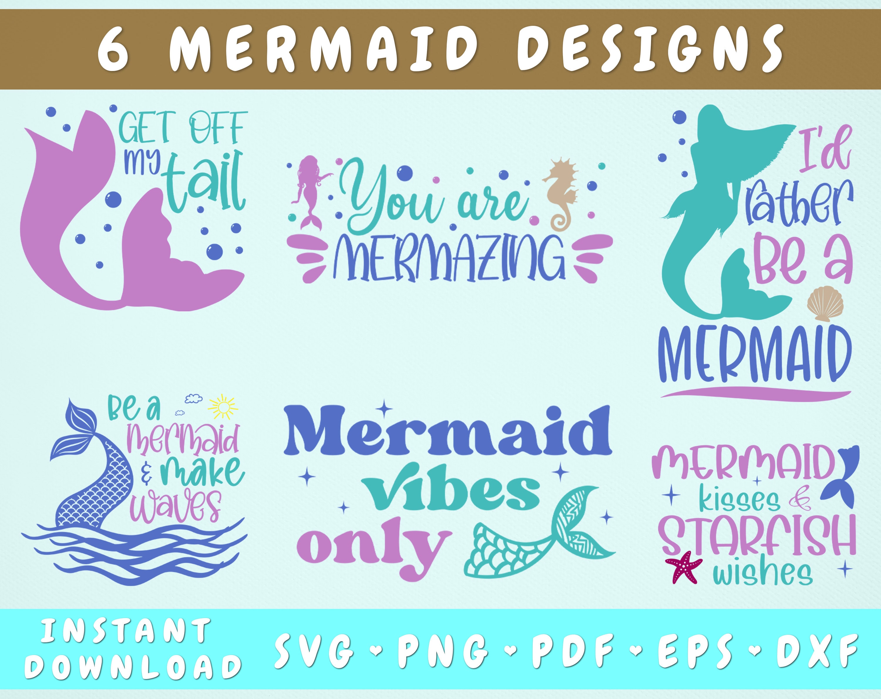 Mermaid Quotes SVG Bundle 6 Designs Mermaid Sayings SVG - Etsy