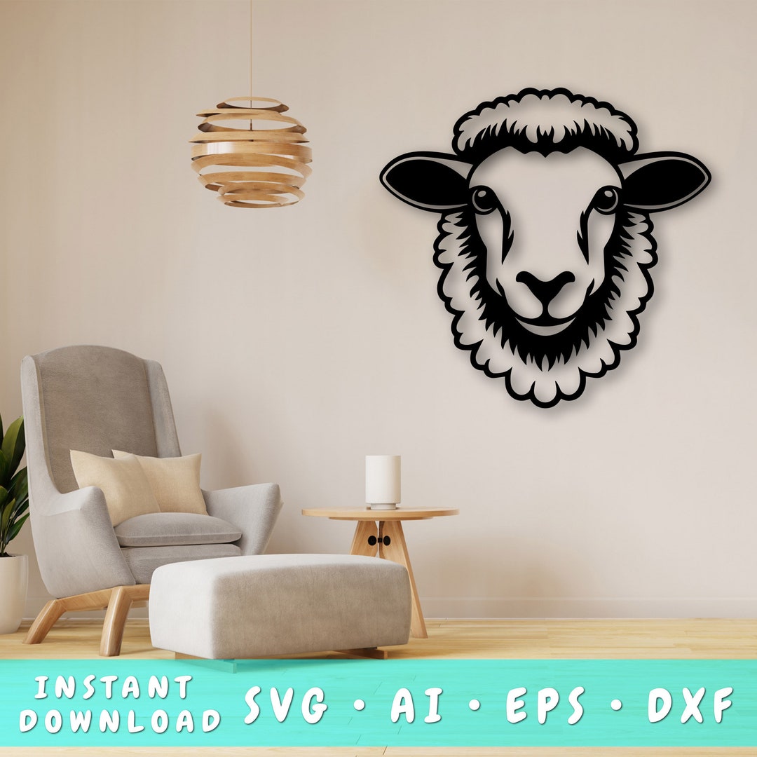 Sheep Laser SVG Cut File, Sheep Wall Art SVG, DXF, Eps, Sheep Vector ...