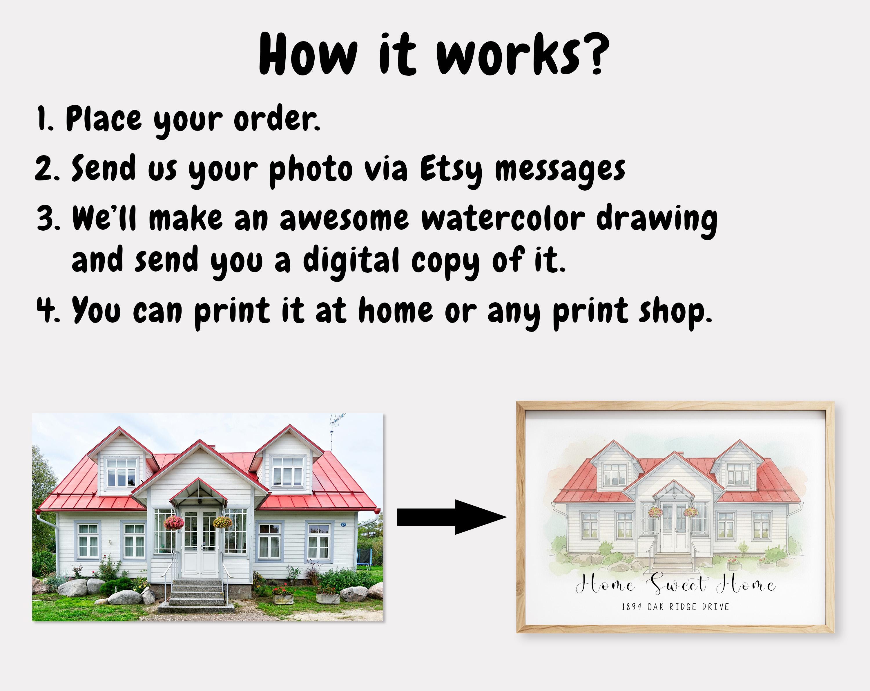 Custom Watercolor House Portrait From Photo, Personalized Home ...