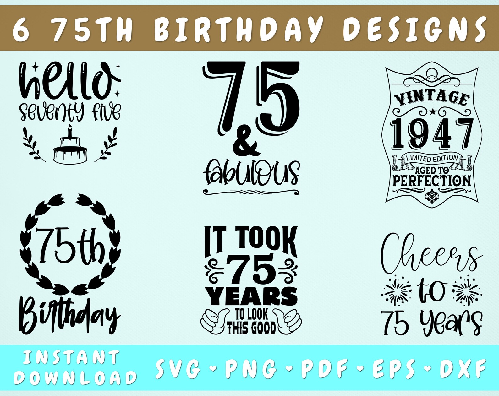 75th Birthday SVG Bundle 6 Designs 75th Birthday Shirt SVG - Etsy