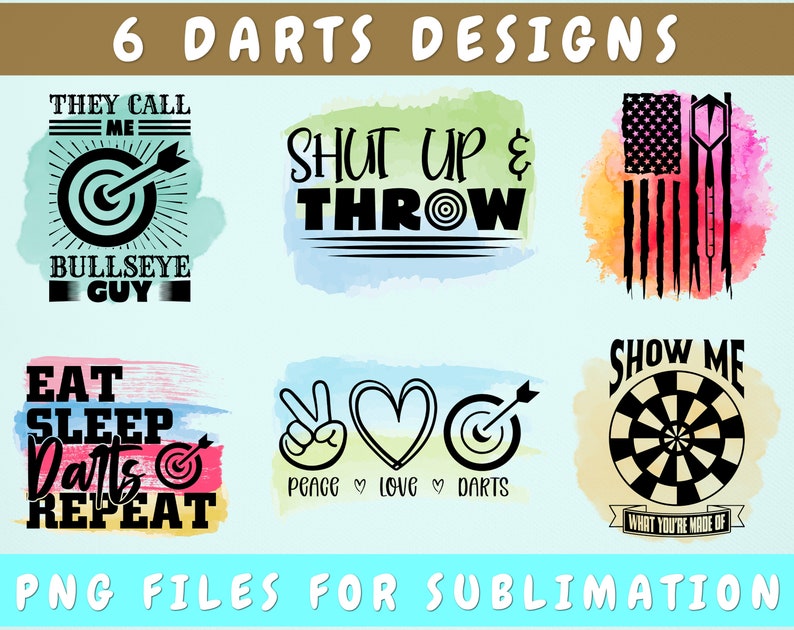 Darts Sublimation Designs Bundle 6 Darts Quotes PNG Files - Etsy
