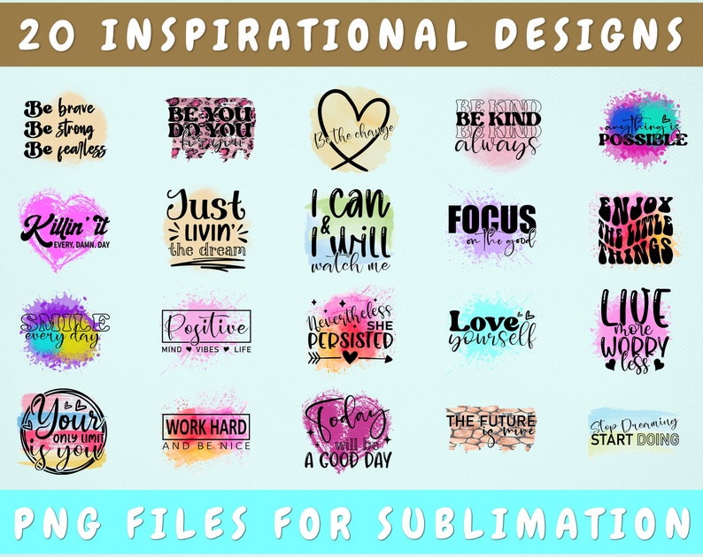 Inspirational Sublimation Designs Bundle 20 Designs - Etsy