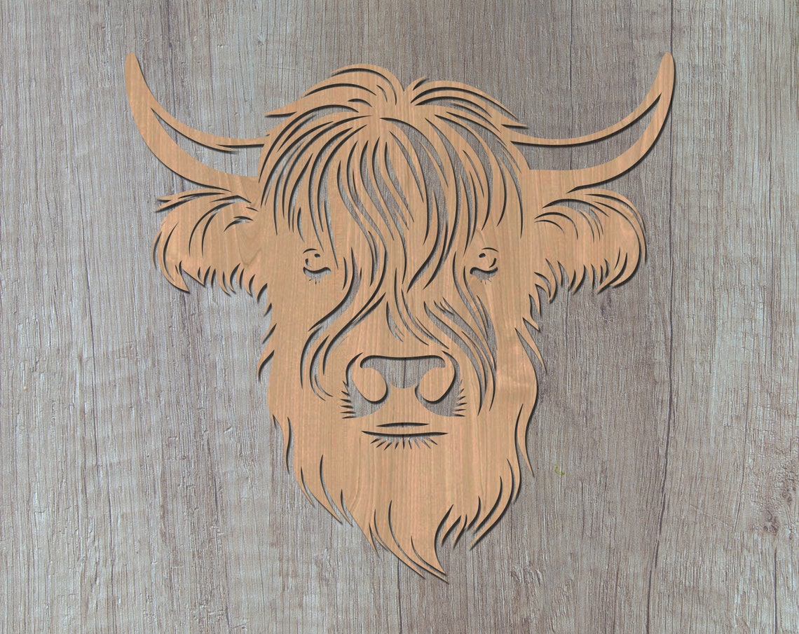 Highland Cow Laser SVG Cut File, Highland Cow Wall Art SVG, DXF, Eps ...