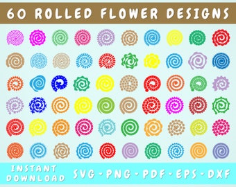 Rolled Flower SVG Mega Bundle 60 Designs Cut Files for | Etsy