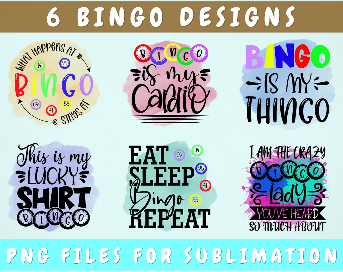Bingo Sublimation Designs Bundle 6 Bingo Quotes PNG Files - Etsy