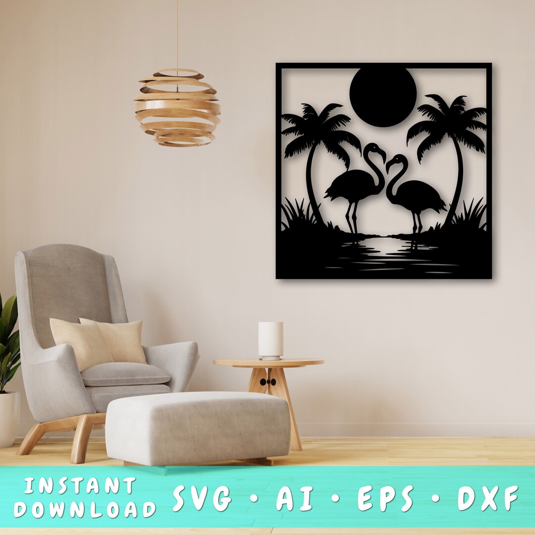 Flamingo Laser SVG Cut File, Flamingo Wall Art SVG, DXF, Eps, Flamingo ...