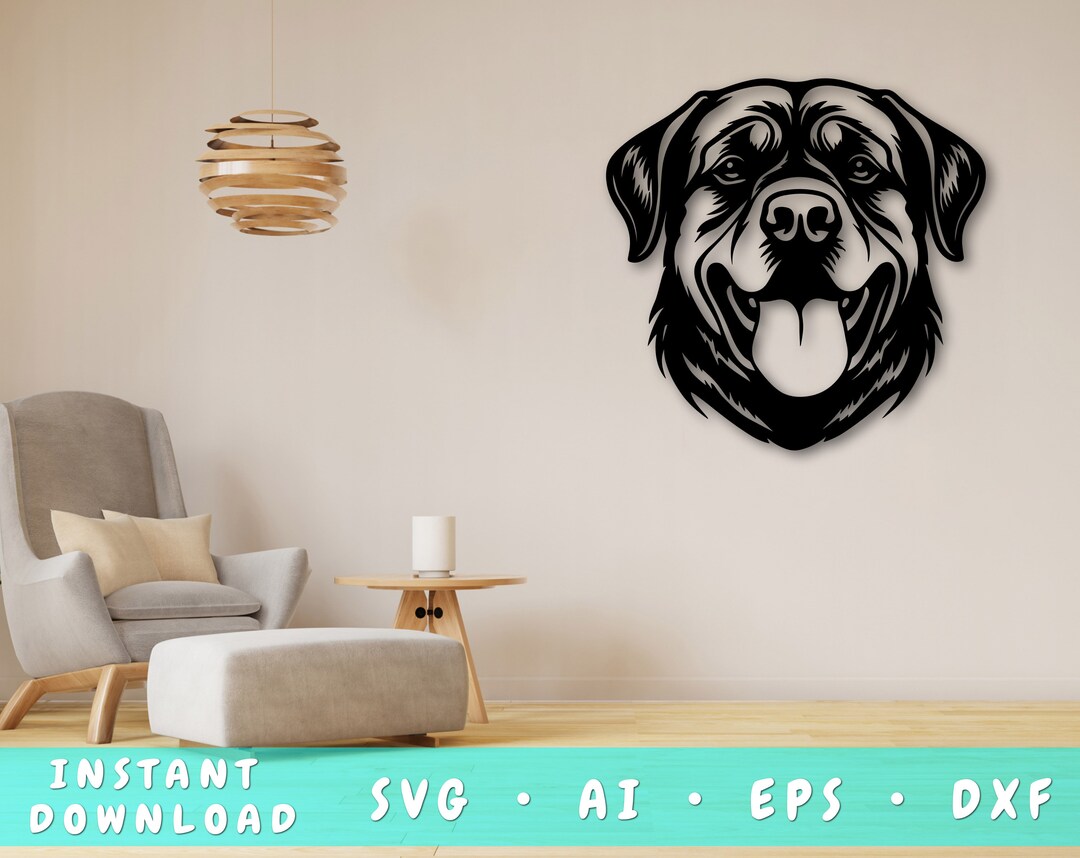Rottweiler Laser SVG Cut File Rottweiler Wall Art SVG DXF - Etsy