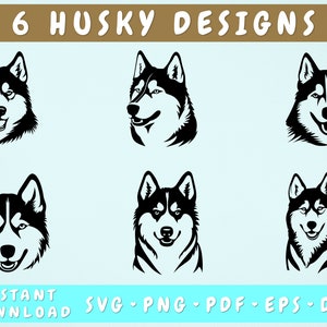 Siberian Husky SVG Bundle, 6 Designs, Husky Cut Files, Husky Clipart ...