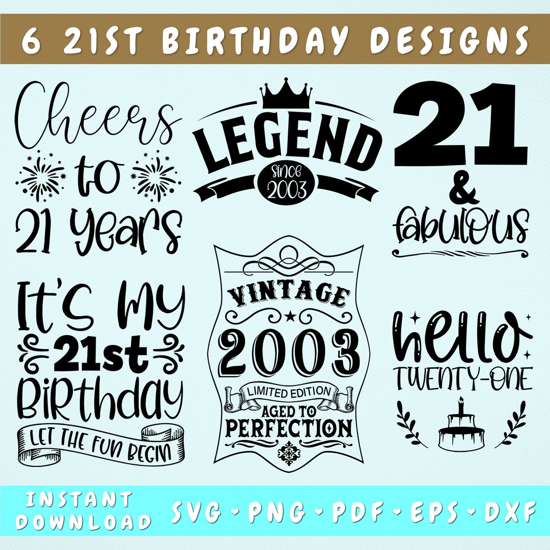 21st Birthday SVG Bundle, 6 Designs, 21st Birthday Shirt SVG, Hello ...
