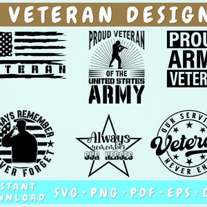 Veteran SVG Bundle, 6 Designs, Veteran Shirt SVG, Proud Veteran of the ...