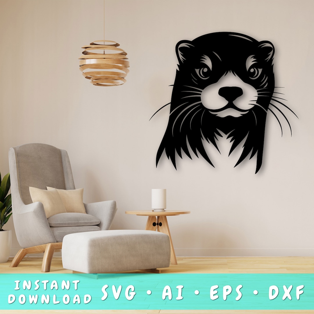 Otter Laser SVG Cut File, Otter Wall Art SVG, DXF, Eps, Otter Vector ...