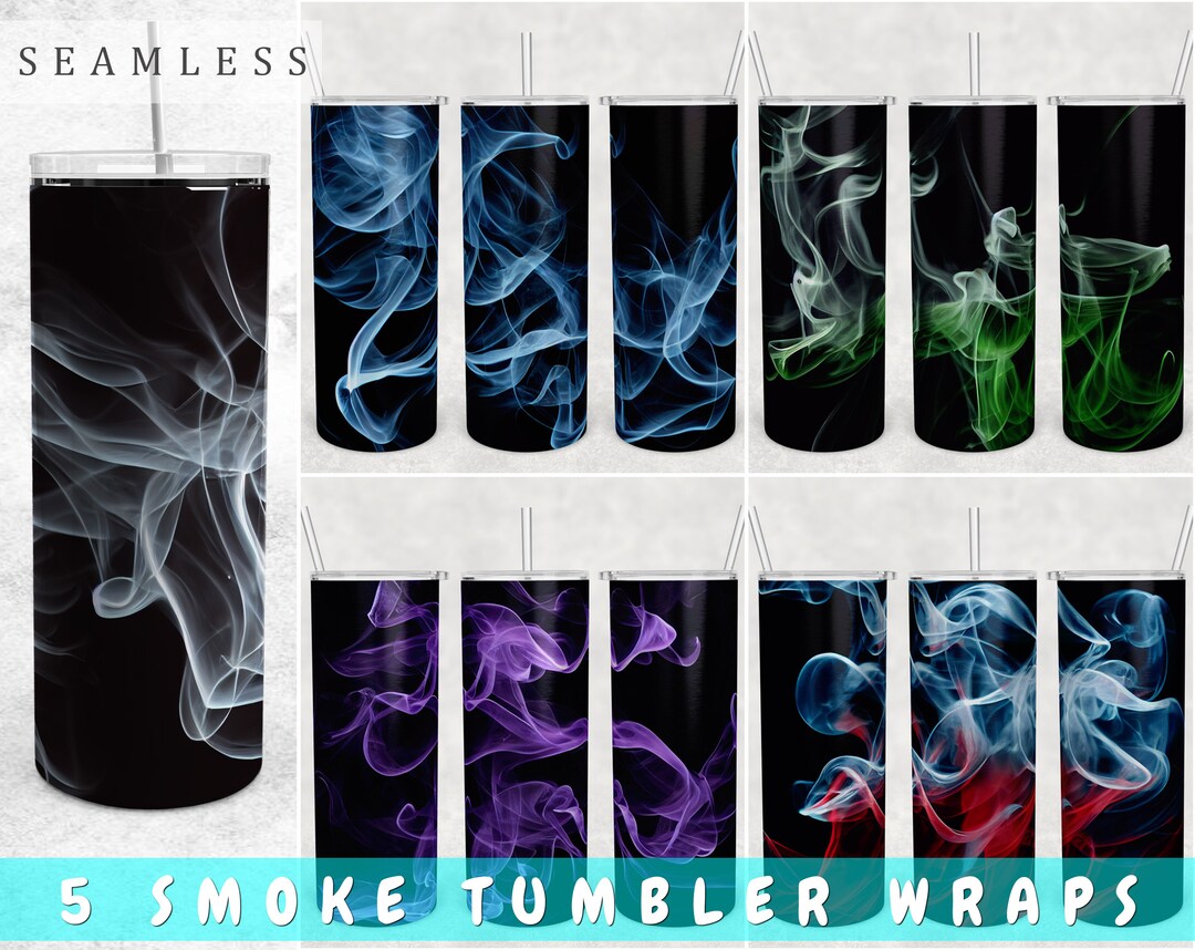 Smoke Tumbler Wraps Bundle, 5 Designs, 20oz Skinny Tumbler PNG Files ...