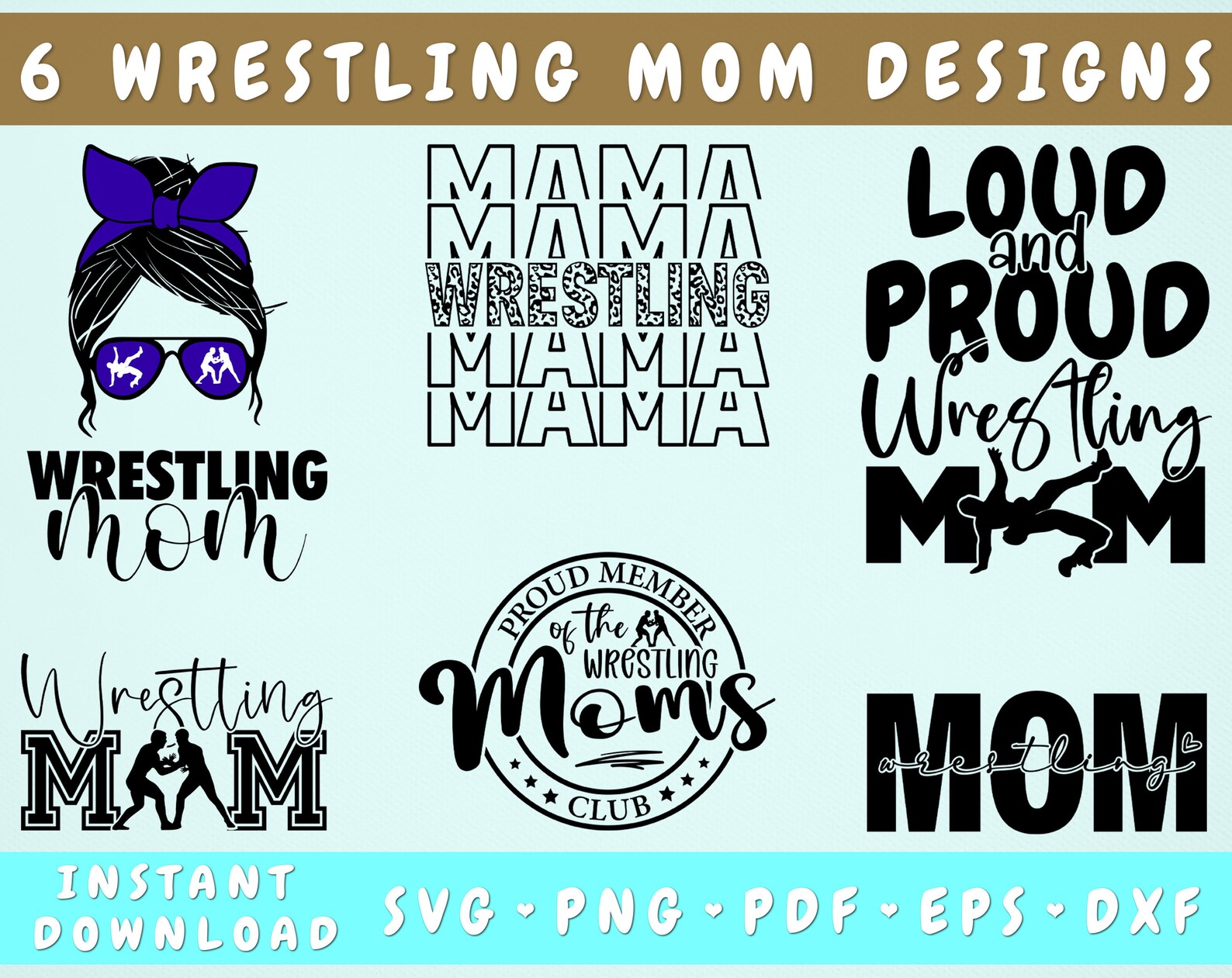 Wrestling Mom SVG Bundle 6 Designs Wrestling Mom Shirt SVG - Etsy