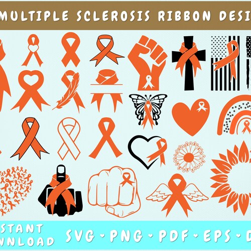 Multiple Sclerosis Awareness SVG Bundle 25 Designs Orange - Etsy