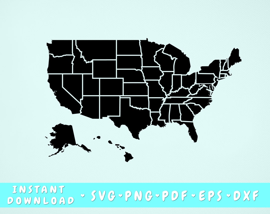US Map Svg United States Map Cut Files Cricut & Silhouette - Etsy