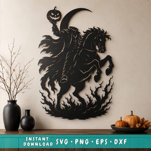 Headless Horseman Laser SVG | Halloween Horse Rider DXF | Pumpkin Rider ...