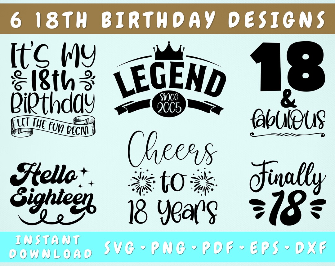 18th Birthday SVG Bundle 6 Designs 18th Birthday Shirt SVG - Etsy