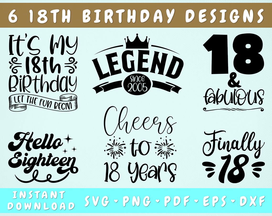 18th Birthday SVG Bundle 6 Designs 18th Birthday Shirt SVG - Etsy
