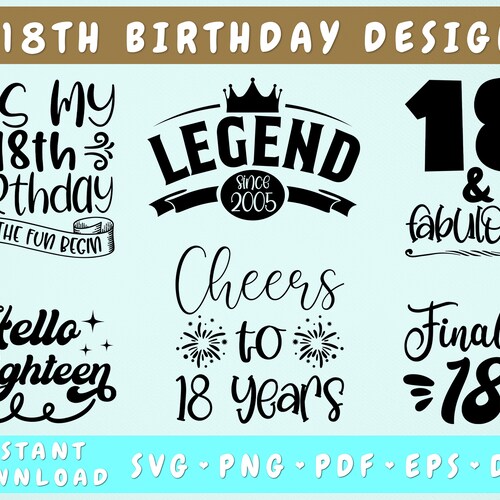 18 and Fabulous 18th Birthday Design Silhouette SVG PNG - Etsy