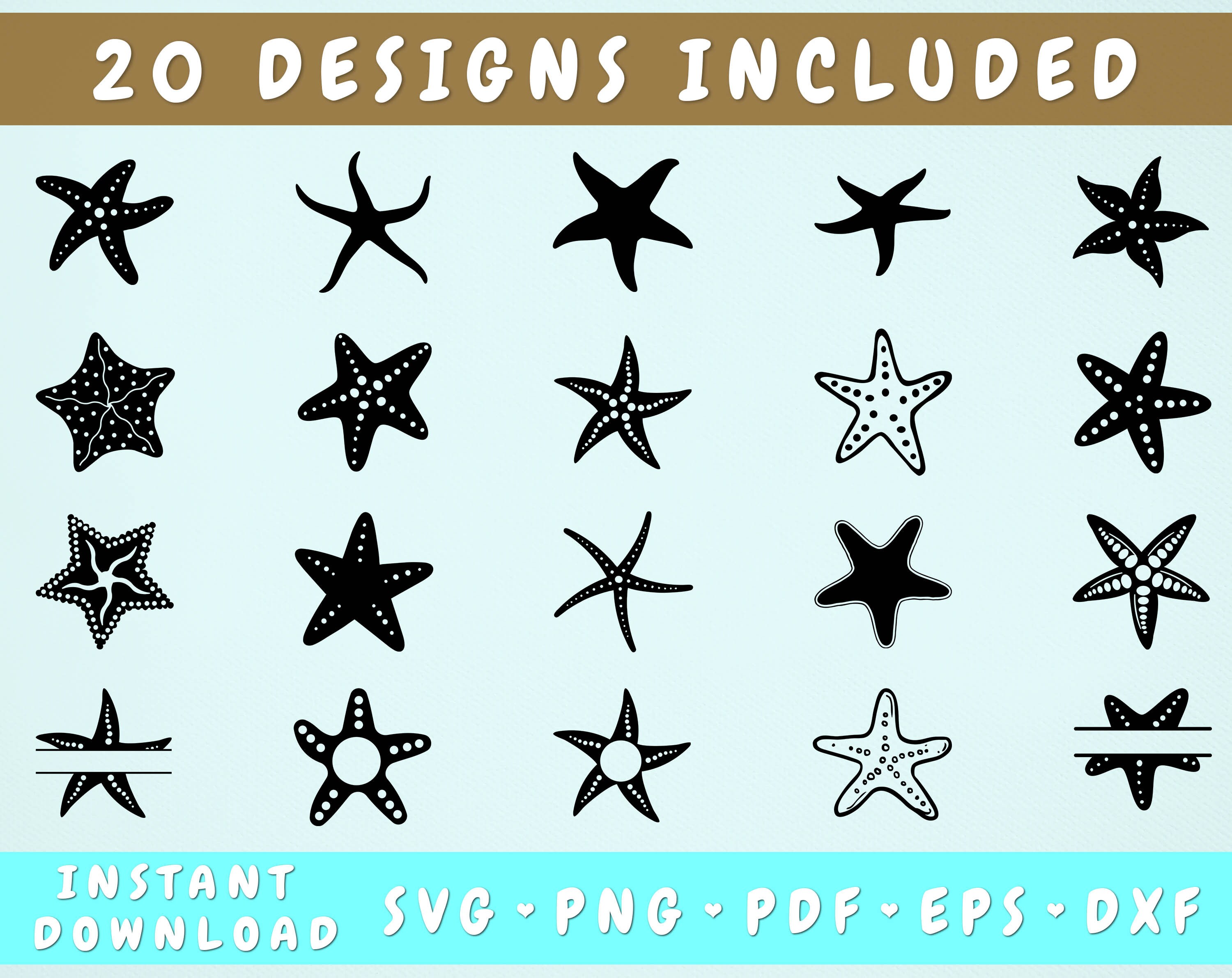 20 Starfish SVG Bundle Starfish Png Starfish Silhouette | Etsy