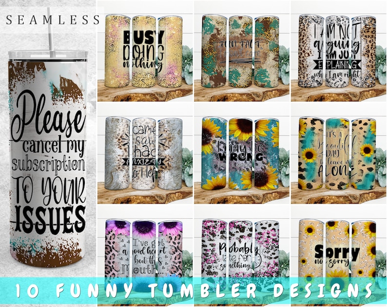 Funny Tumbler Sublimation Designs Bundle 10 Designs 20oz - Etsy
