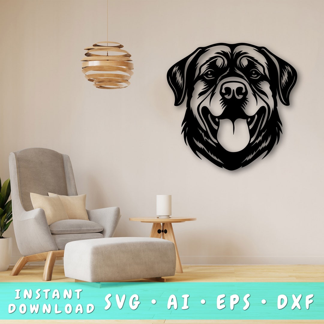 Rottweiler Laser SVG Cut File, Rottweiler Wall Art SVG, DXF, Eps ...