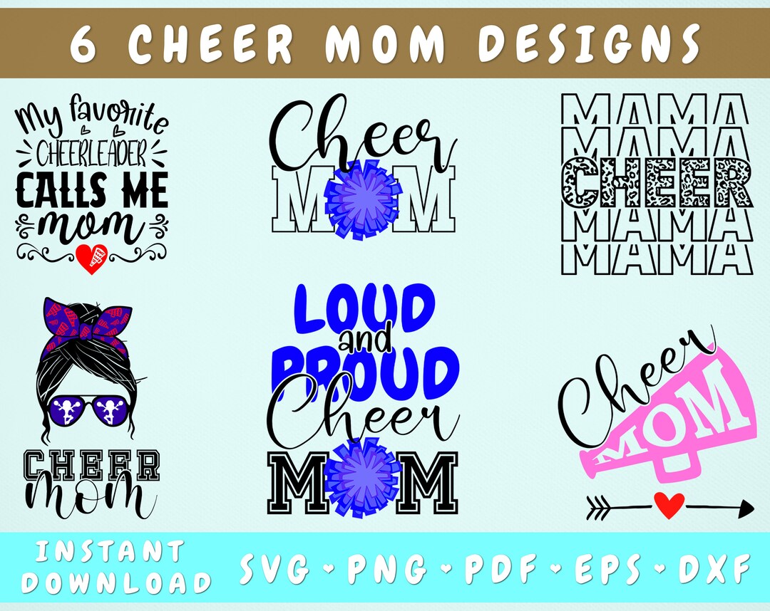 Cheer Mom SVG Bundle, 6 Designs, Cheer Mom Cut Files, Cheer Mom Shirt ...