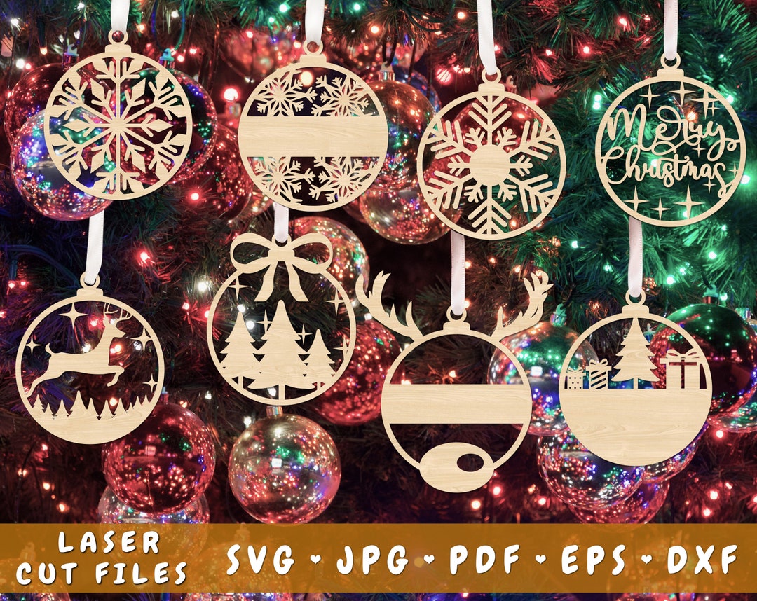 Christmas Ornament SVG Cut Files, Set of 8 Designs, Christmas Tree ...
