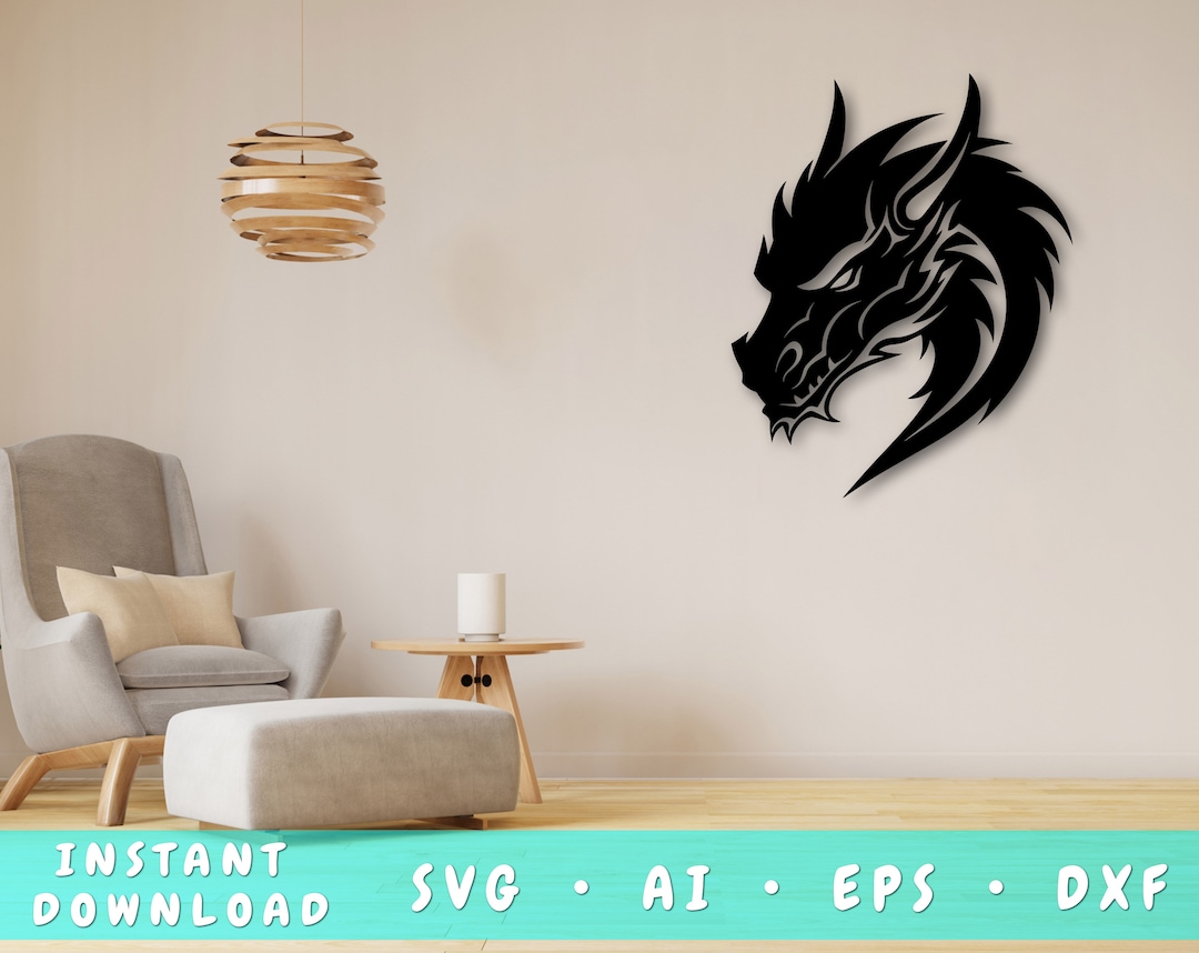 Dragon Laser SVG Cut File Dragon Wall Art SVG DXF Eps - Etsy