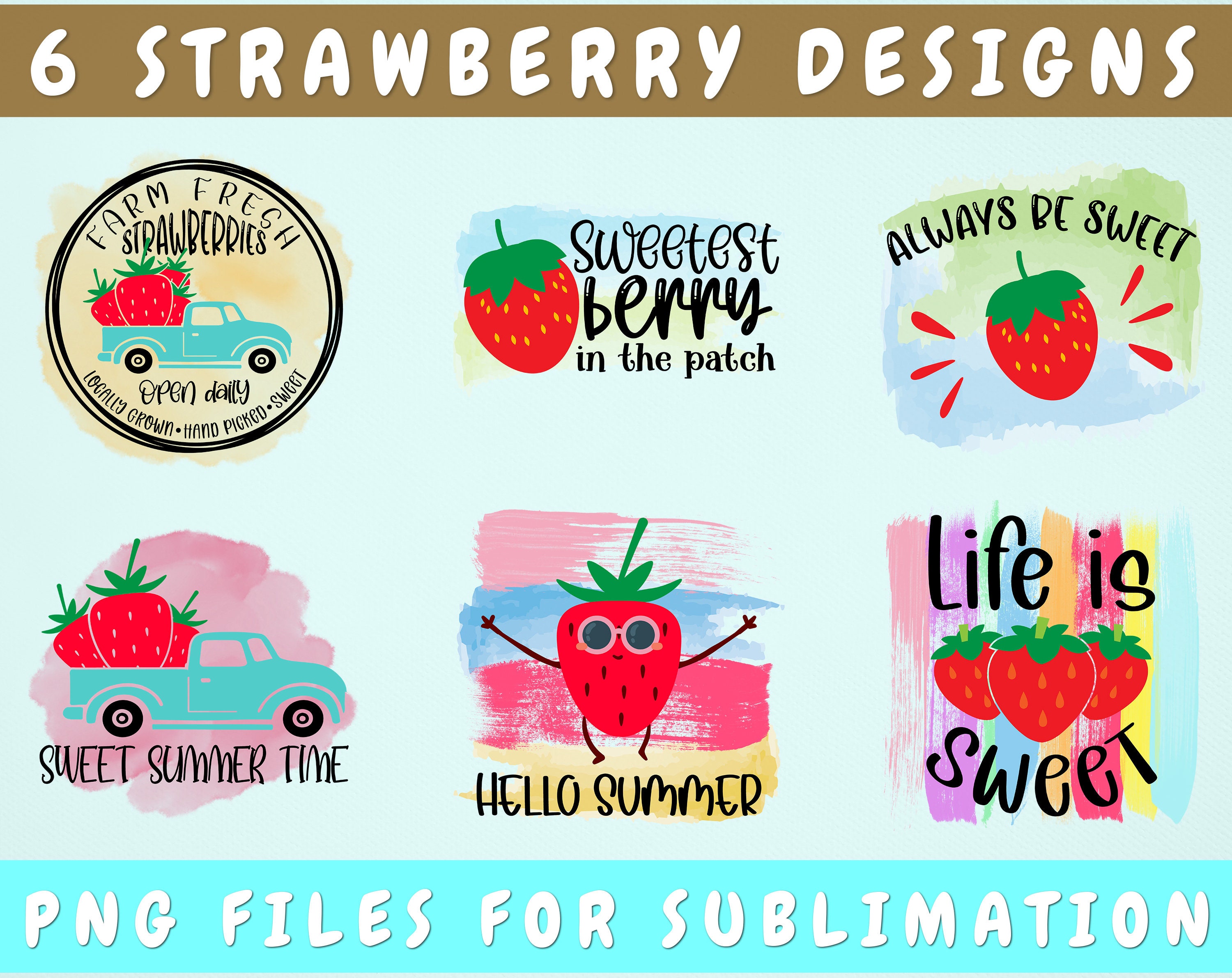 Strawberry Sublimation Designs Bundle 6 Strawberry Quotes PNG - Etsy