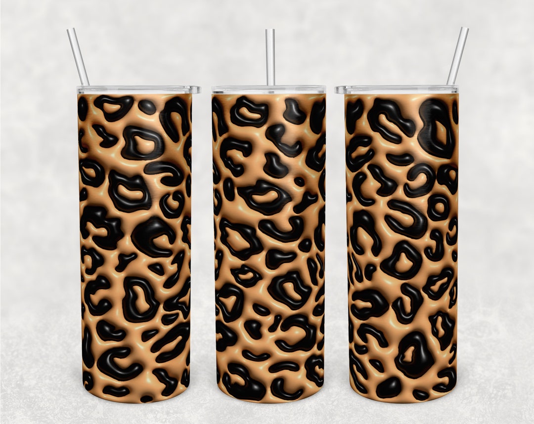 3D Inflated Leopard Skin Tumbler Wrap, 20oz Skinny Tumbler PNG File ...