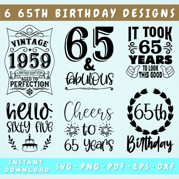65th Birthday Svg - Etsy
