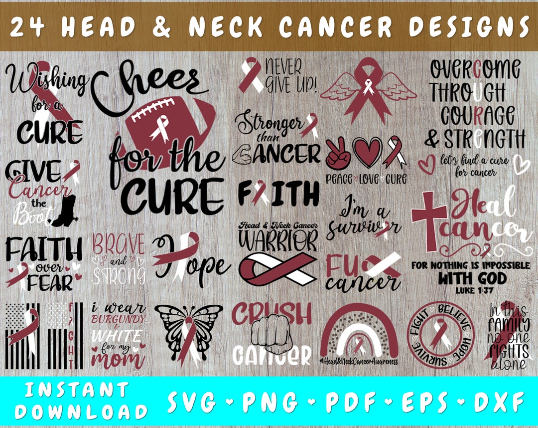 Head and Neck Cancer Awareness SVG Bundle - 24 Designs, Head and Neck ...