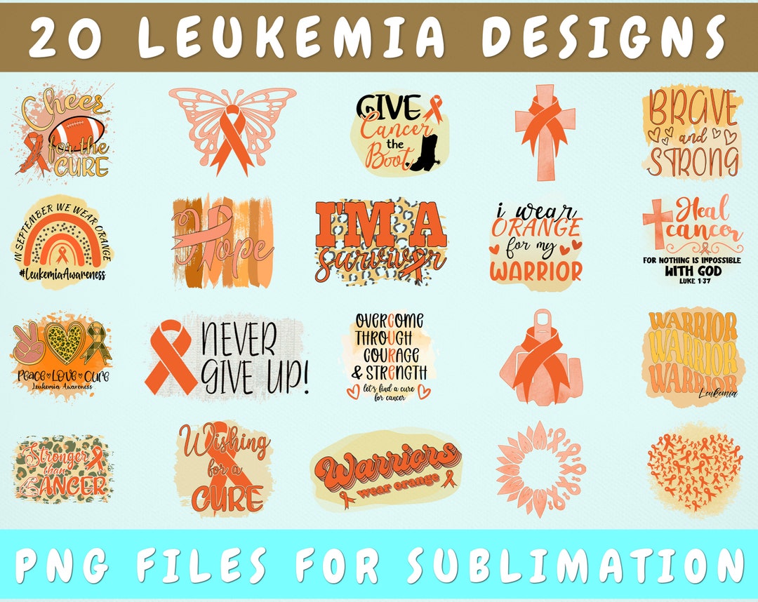 Leukemia Awareness Sublimation Designs Bundle, 20 Designs, Leukemia PNG ...