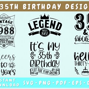 35th Birthday SVG Bundle 6 Designs 35th Birthday Shirt SVG - Etsy