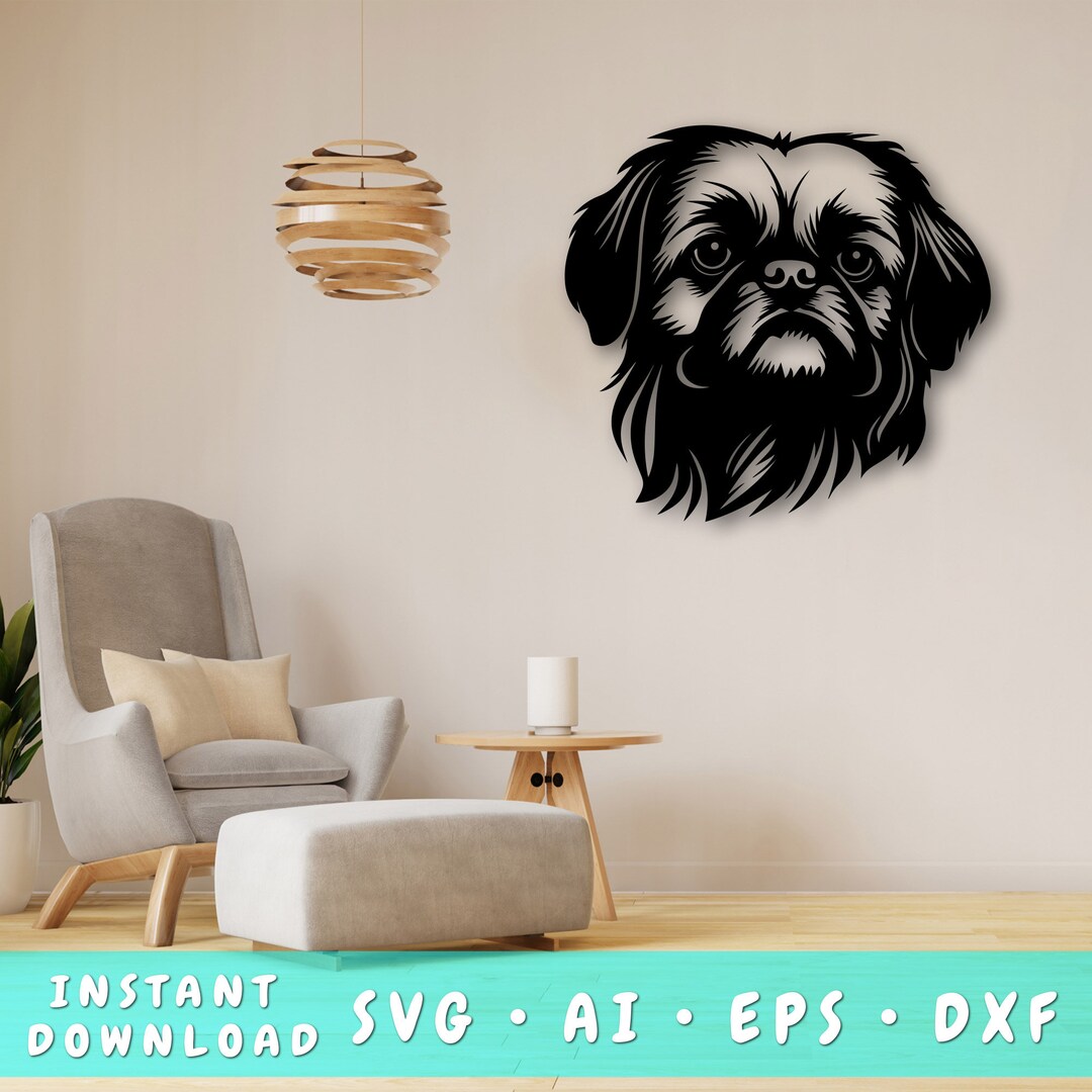 Pekingese Laser SVG Cut File, Pekingese Wall Art SVG, DXF, Eps ...